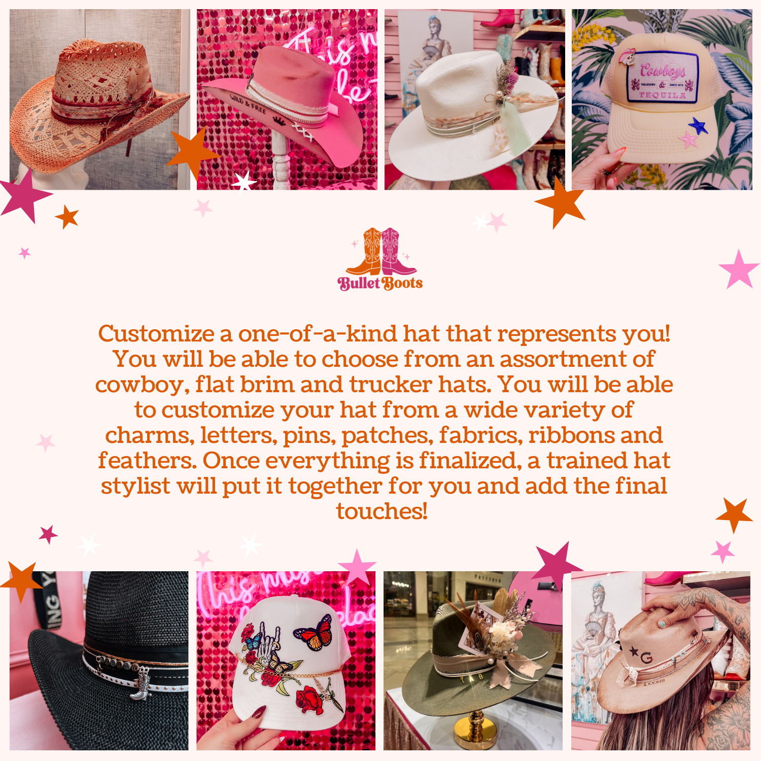 Custom Hat Appointment: 1-5 GUESTS (deposit) – Bullet Boots